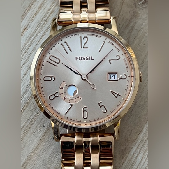 Fossil | Accessories | Fossil Muse Moon Phase Watch Rosegold Dial Case ...